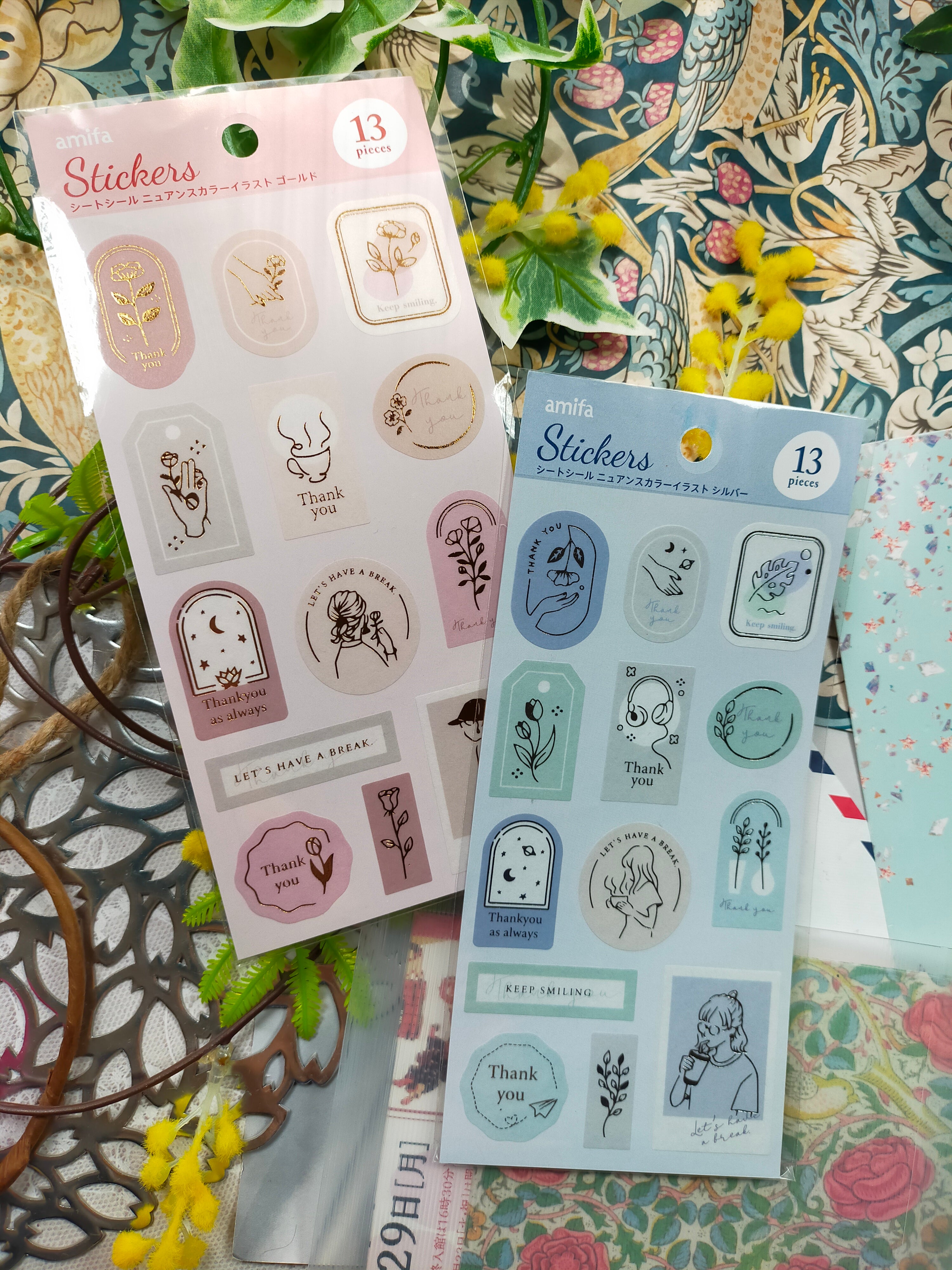 Stickers Sheet Stickers Nuance Color Illustration 13pcs, amifa _ Gold ...