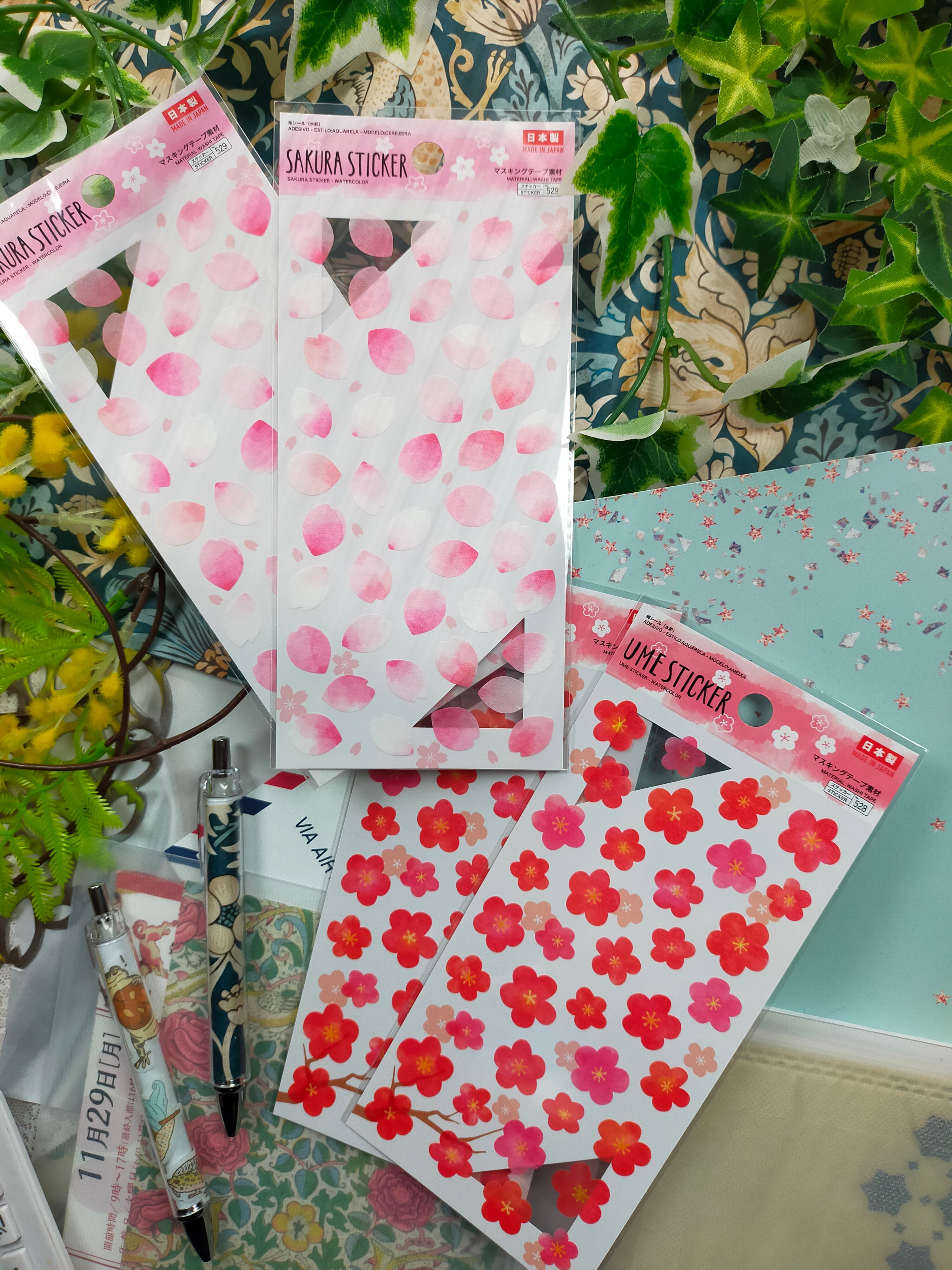 Spring Stickers white, daiso_Sakura / Ume – ★CocoaStars★ Japanese Stickers